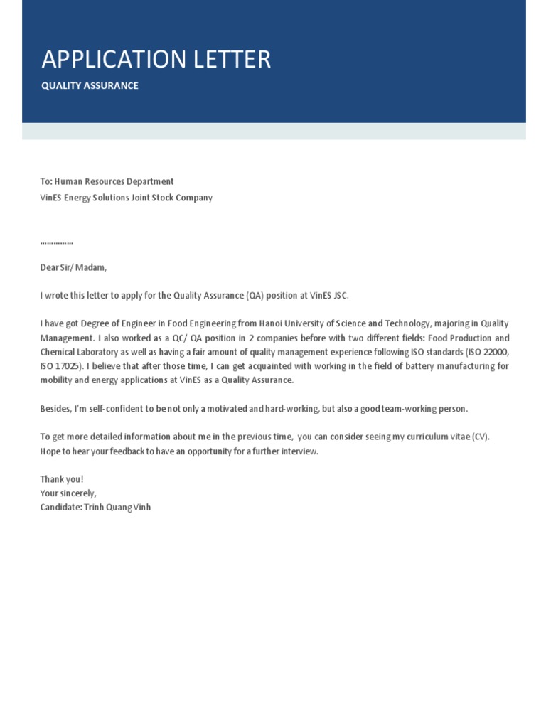 Application Letter | PDF