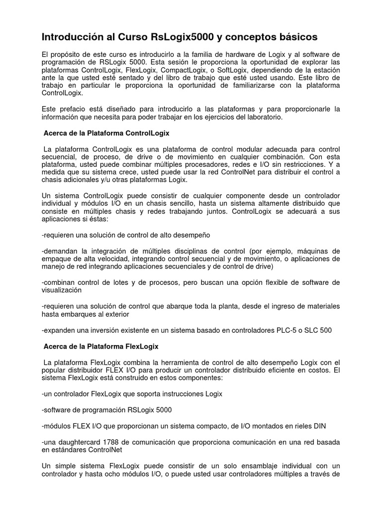 Introd - RSLogix 1 | PDF | Controlador lógico programable | Software de ...