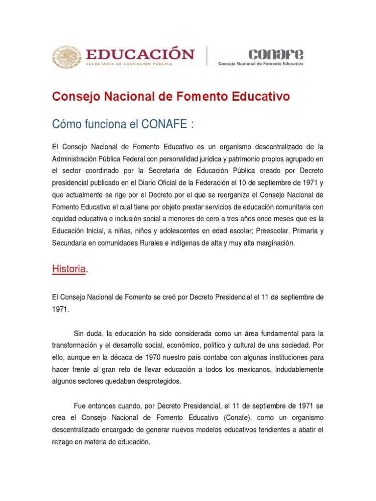 Estructura Del CONAFE | PDF | Educación de la primera infancia | México