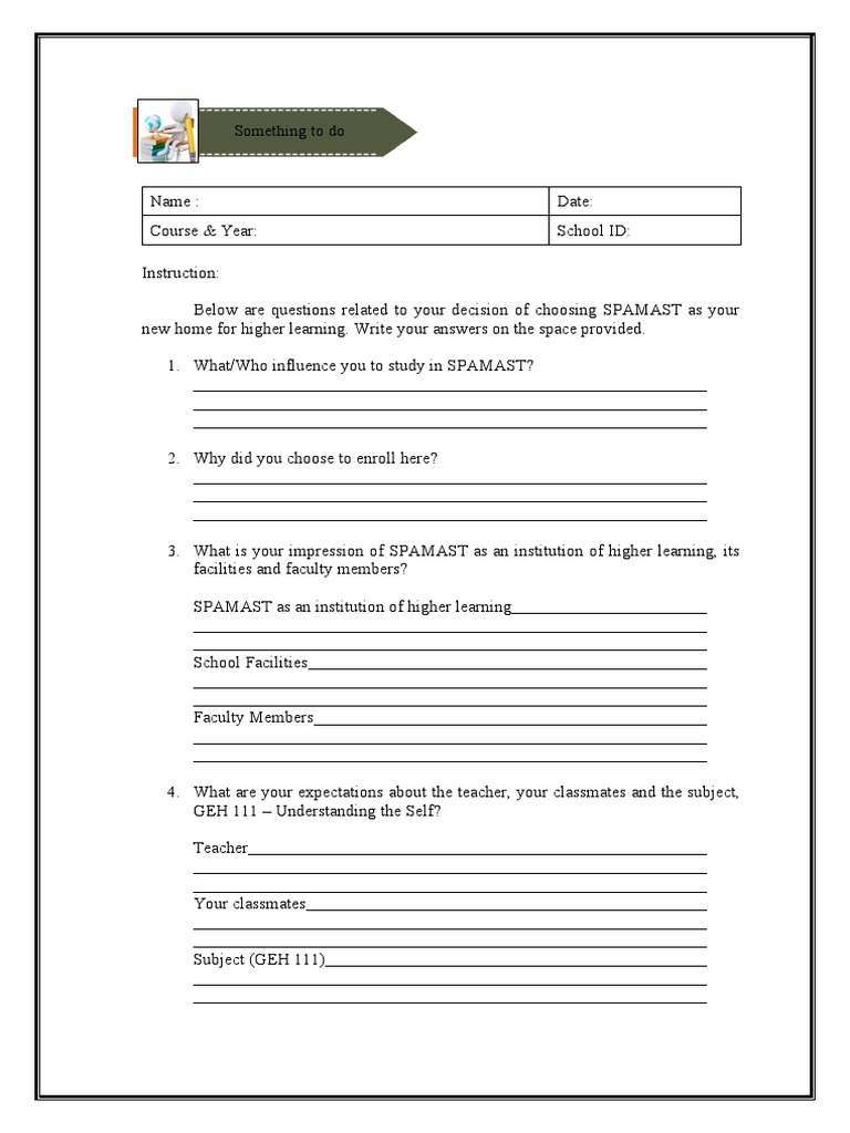 GEH 111 Module 1 Lesson 1 Learning Activities | PDF | Learning | Teachers