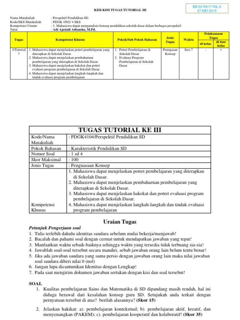 Tugas 3 Perspektif Pendidikan SD | PDF