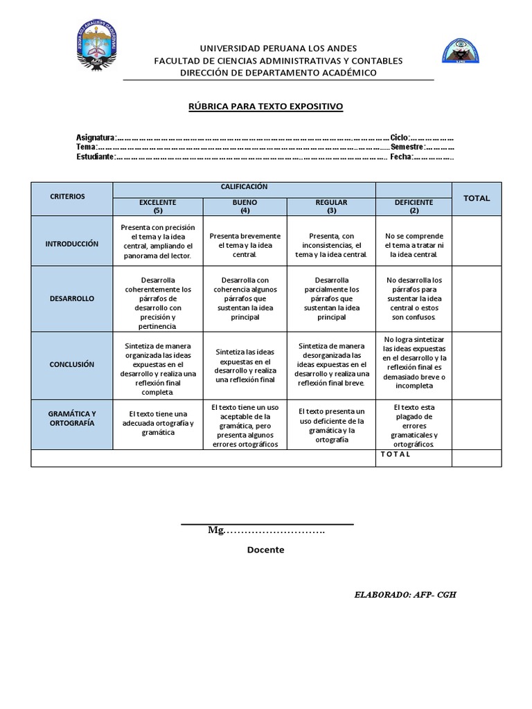 Rubrica para Texto Expositivo | PDF | Lingüística | Cognición