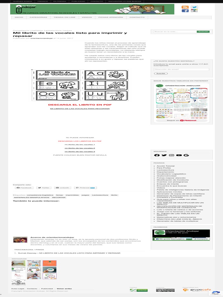 Mil Librito de Las Vocales Listo para Imprimir y Repasar | PDF ...