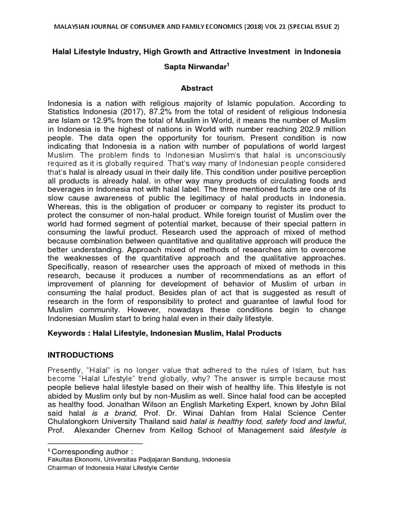 Halal Lifestyle Industry, High Growth and Attractive Investment in Indonesia | PDF | Consumer ...