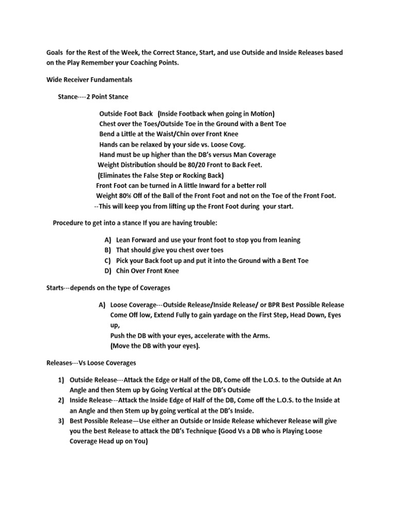WR Stance Starts Release in Loose Coverage | PDF | Self-Improvement