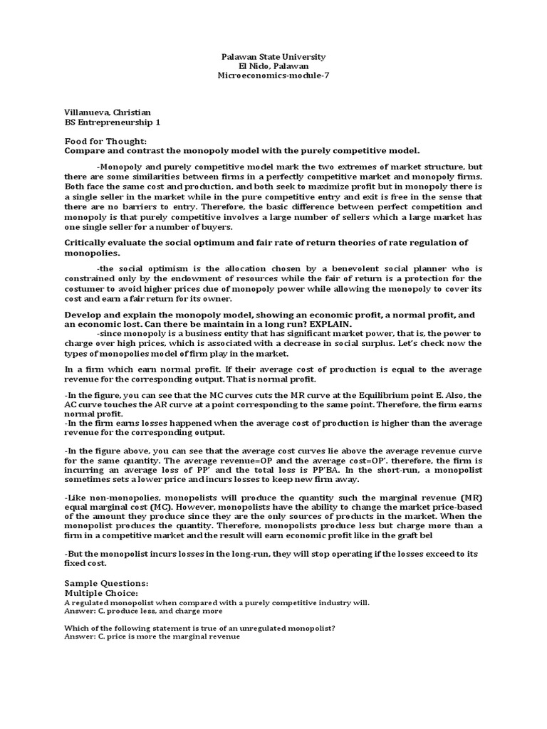 Module 7 Microenomic | PDF | Monopoly | Profit (Economics)