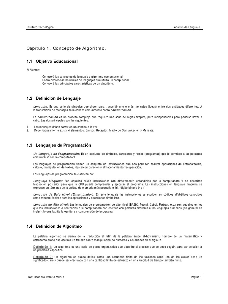 Algoritmo Pdf Algoritmos Lenguaje De Programación 4006