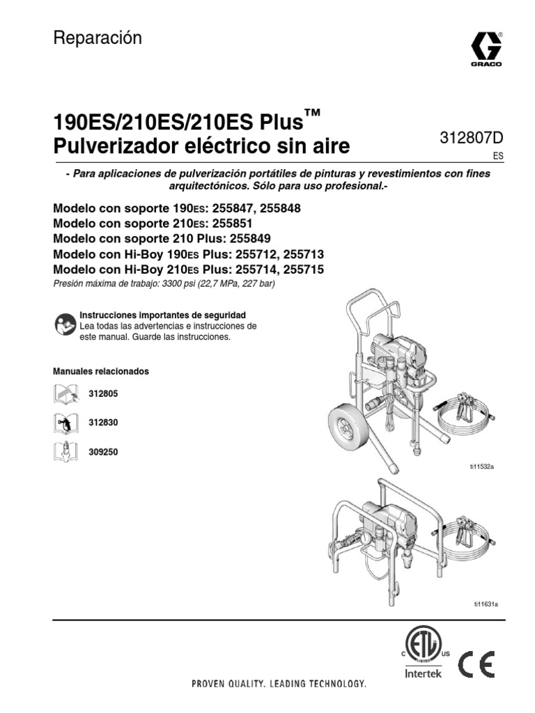 Graco 190 210 ES Plus | PDF | Bomba | Tornillo