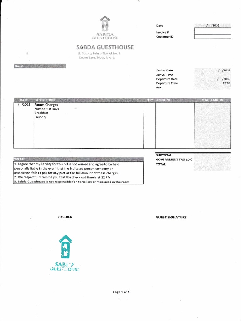 3-Contoh Guest Bill Hotel Bahasa Inggris | PDF