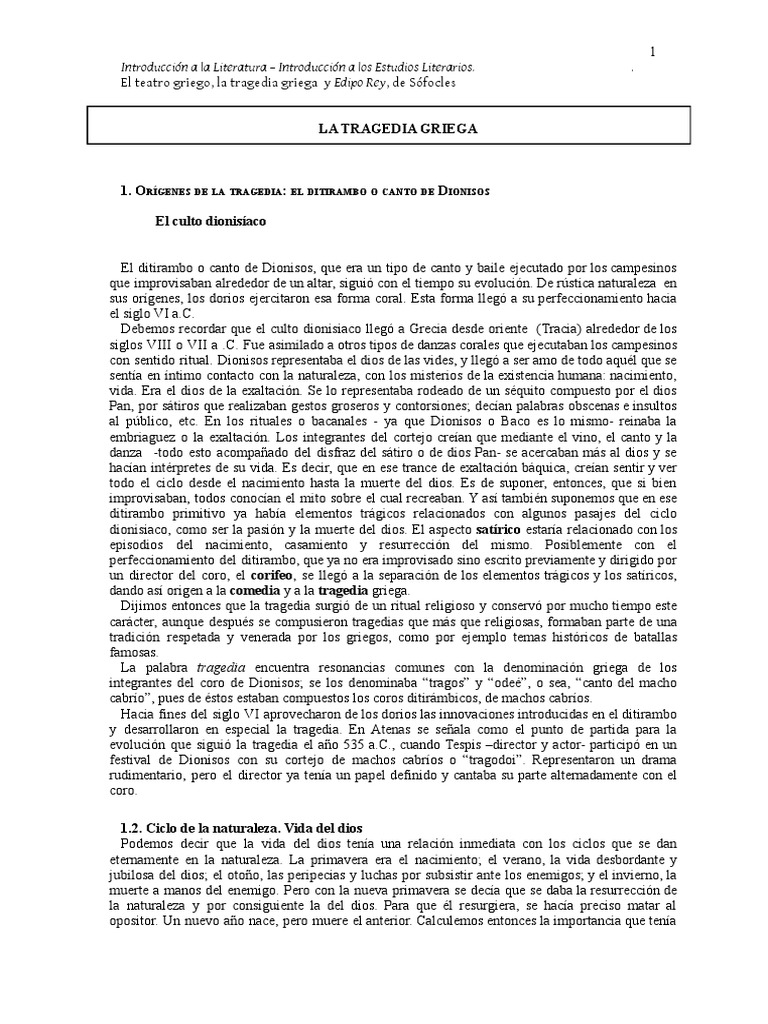 Orígenes y Características de la Tragedia Griega | PDF