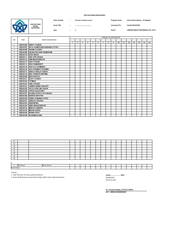 Absen Metode Penelitian Sosial 3D | PDF