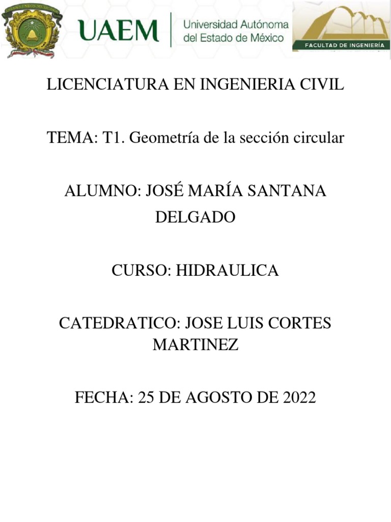T1. Geometría de La Sección Circular JMSD | PDF
