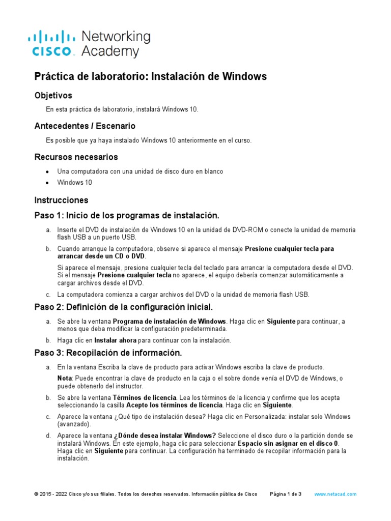 10.3.1.1 Lab - Windows Installation | PDF