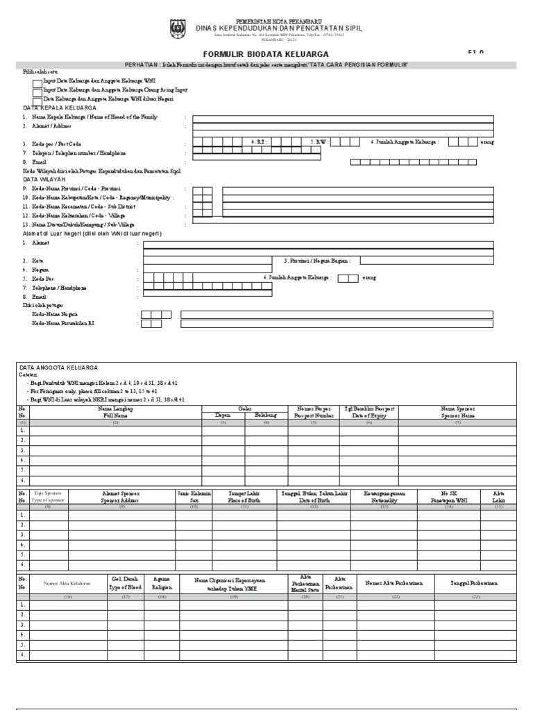 Formulir F1 01 | PDF