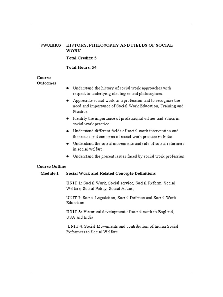 History & Philosophy Notes | PDF | Welfare | Social Work