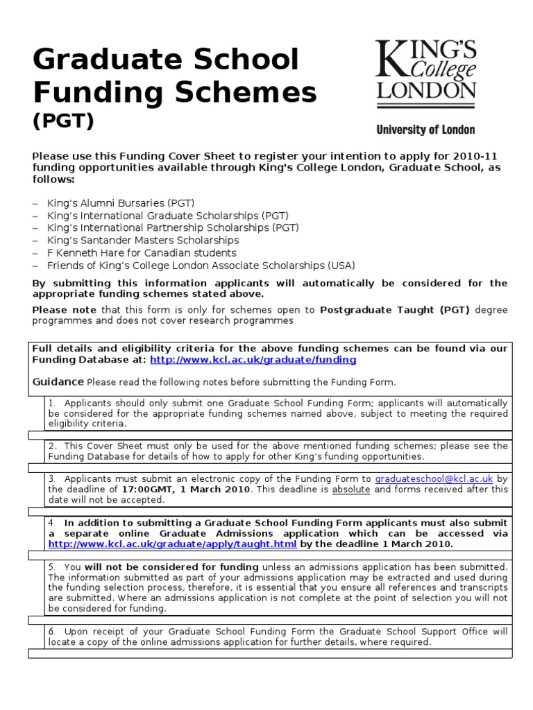 Graduate School Funding Schemes | PDF | Postgraduate Education ...