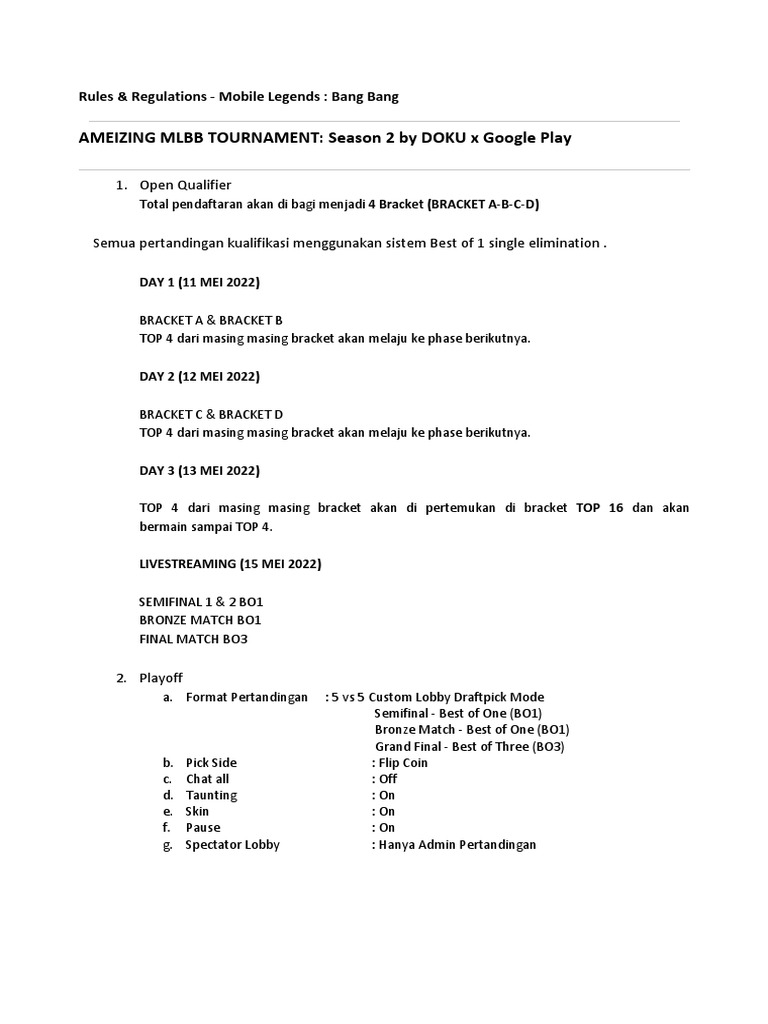 GuideBook MLBB Tournament | PDF