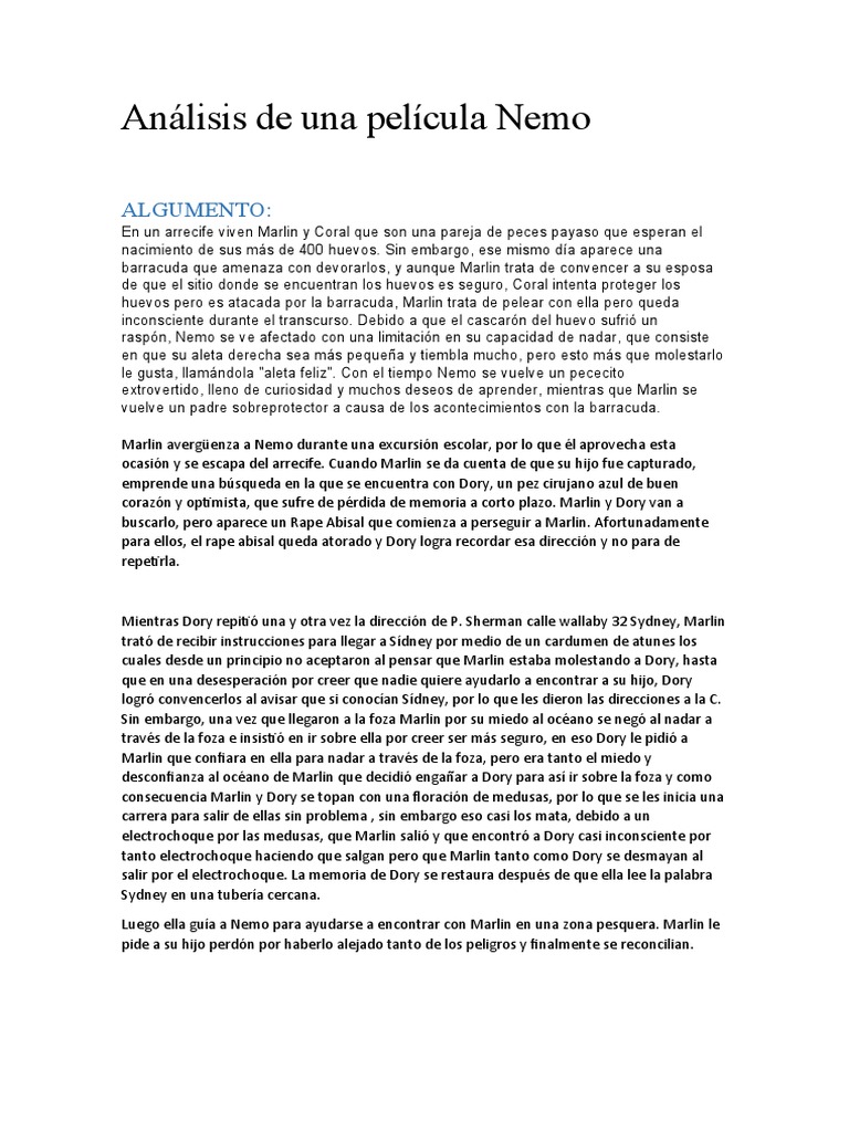 Análisis de Una Película Nemo | PDF