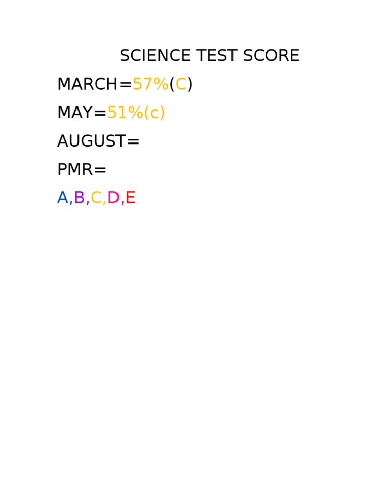 Science Test Score | PDF