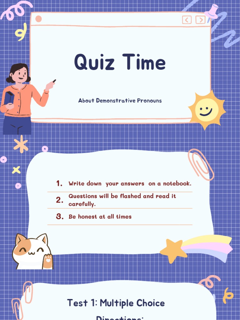 Grade 3 - Quiz Demonstrative Pronouns | PDF