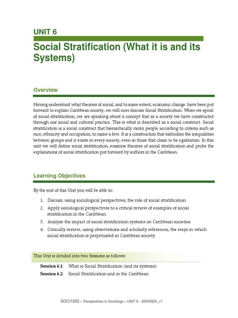 SOCI1002 - Social Stratification | PDF