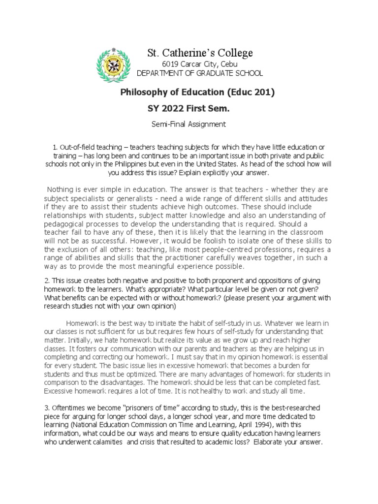 Catherine Ababon SEMI FINAL-ASSIGNMENT FOR EDUC 201 | PDF | Teachers | Teaching Method