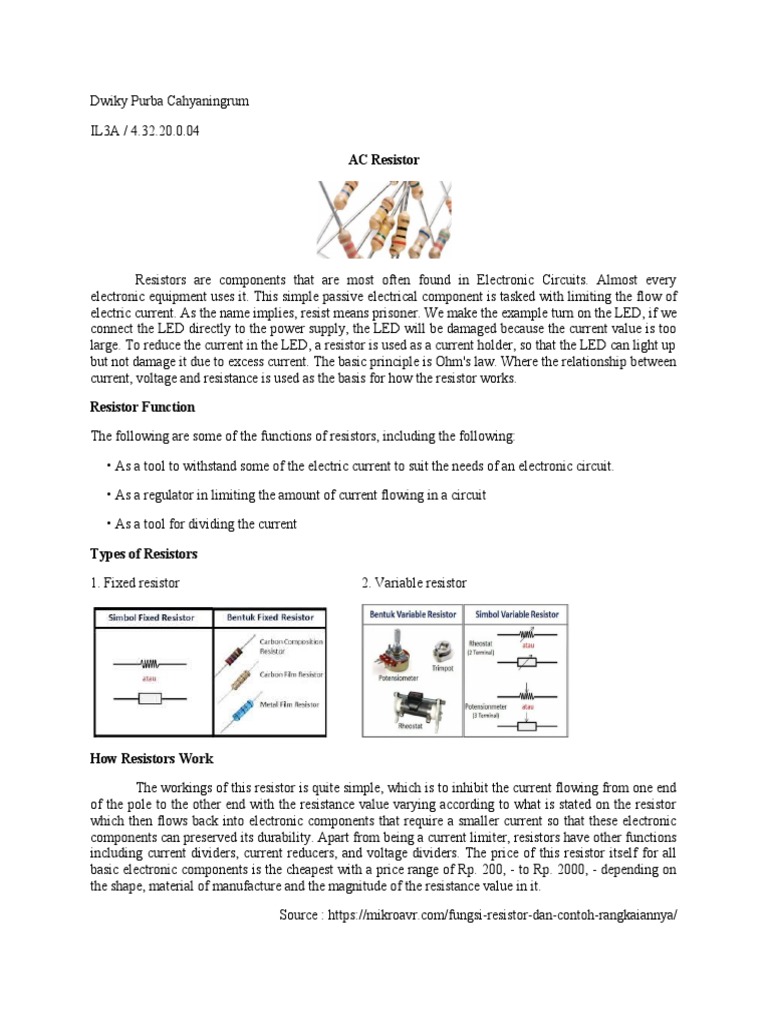 An Overview of Resistors: Their Functions, Types, and How They Work | PDF