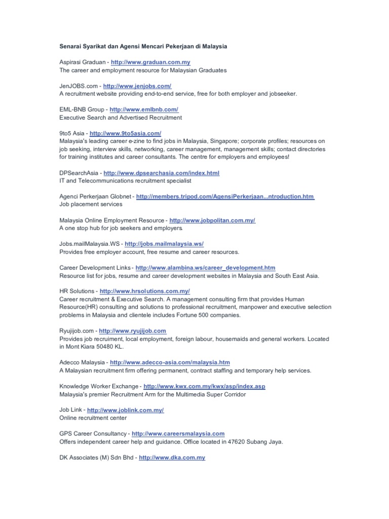 Recruitment Agencies in Malaysia | PDF | Recruitment | Employment
