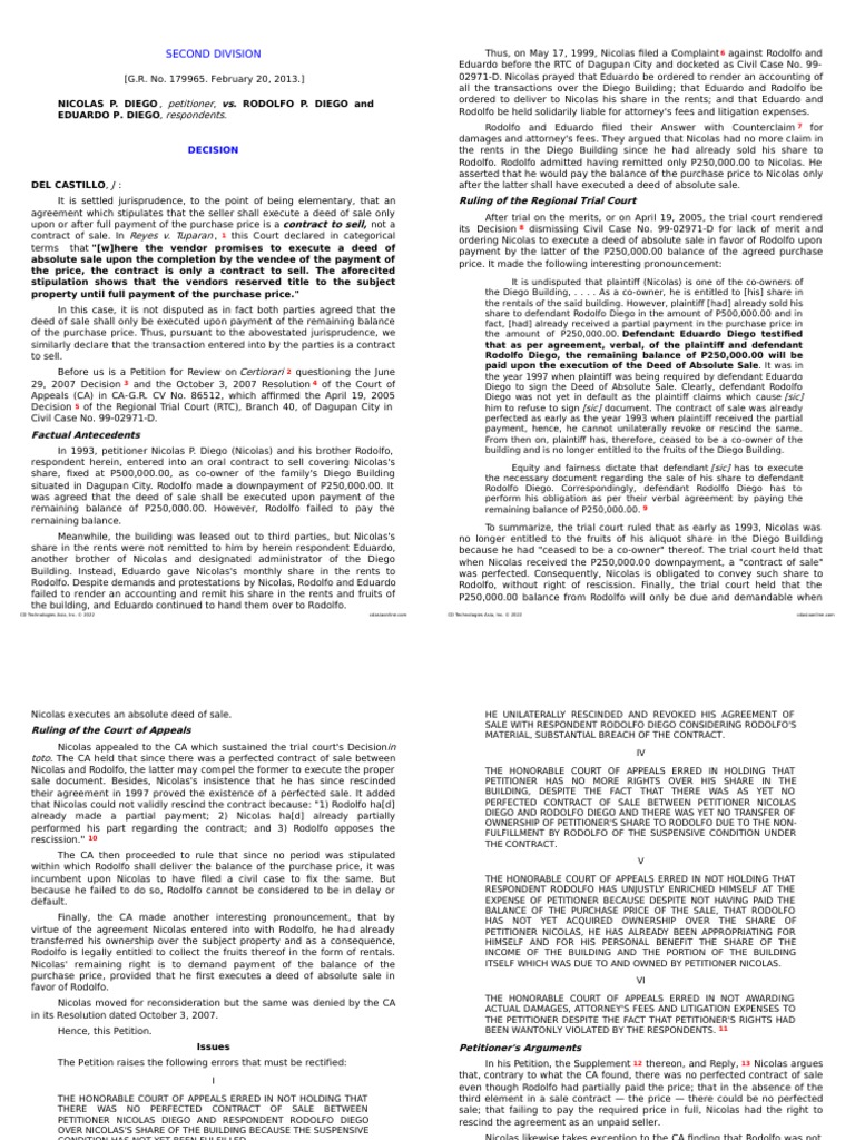 G.R. No. 179965 - Diego v. Diego | PDF