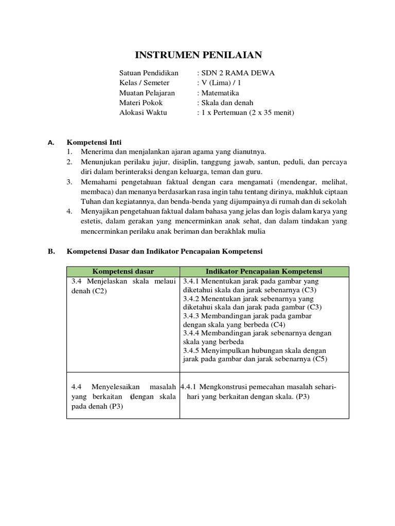 INSTRUMEN PENILAIAn 2 | PDF | Metode & Bahan Ajar