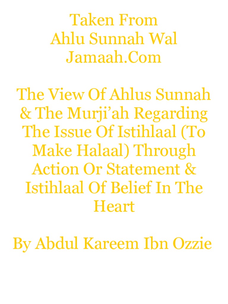 The View of Ahlus Sunnah & The Murji'ah Regarding The Issue of ...