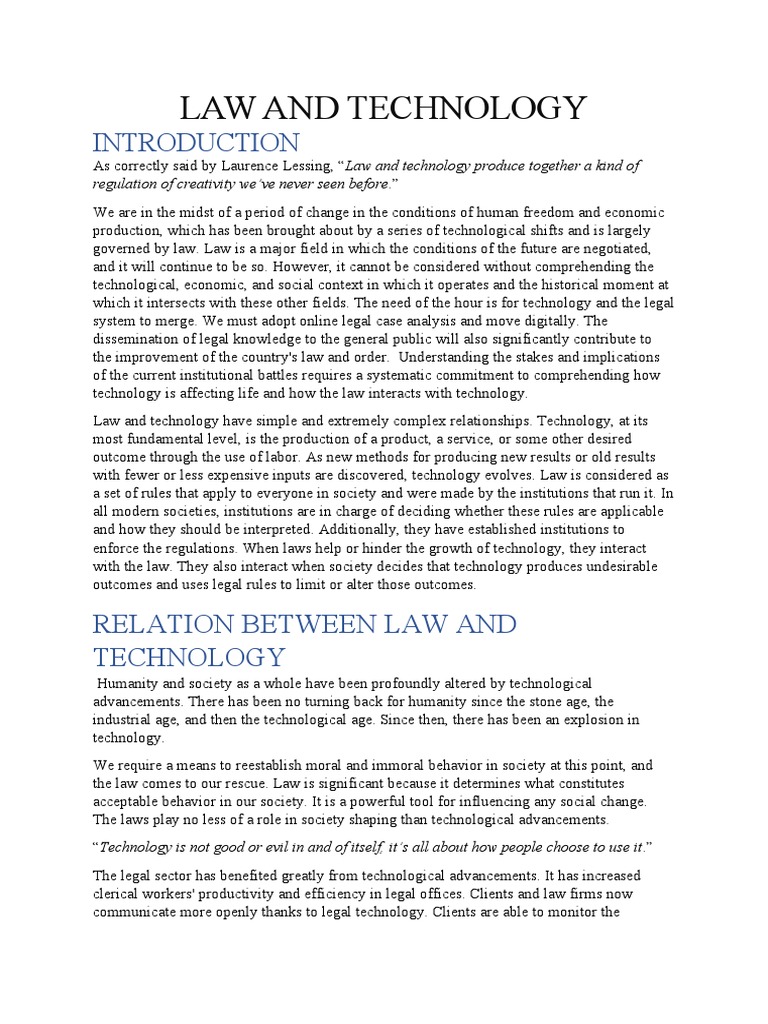 Law and Technology | PDF | Institution | Lawyer