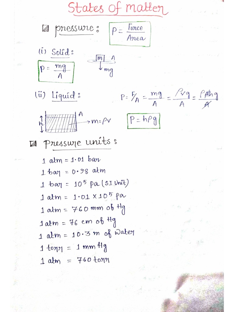States of Matter - Handwritten Notes LL Yakeen 3.0 2023 | PDF