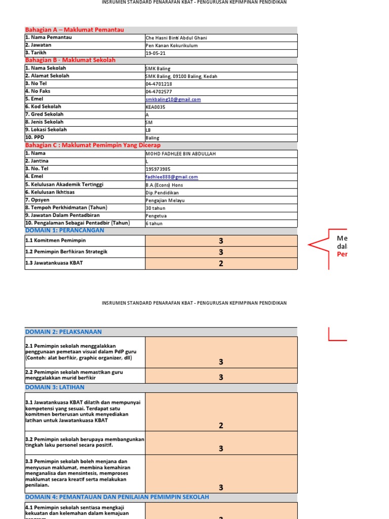 5 Templat Pengisian Data Kbat PDP, Koku, Pengurusan 2020 | PDF
