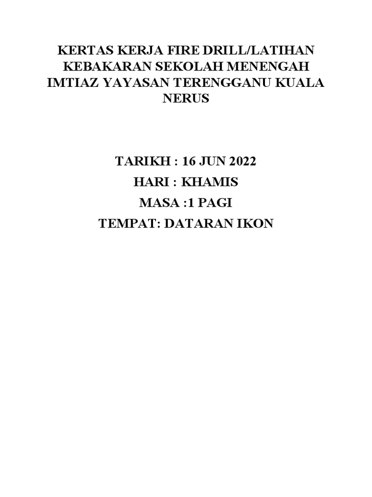 Contoh Kertas Kerja Fire Drill | PDF
