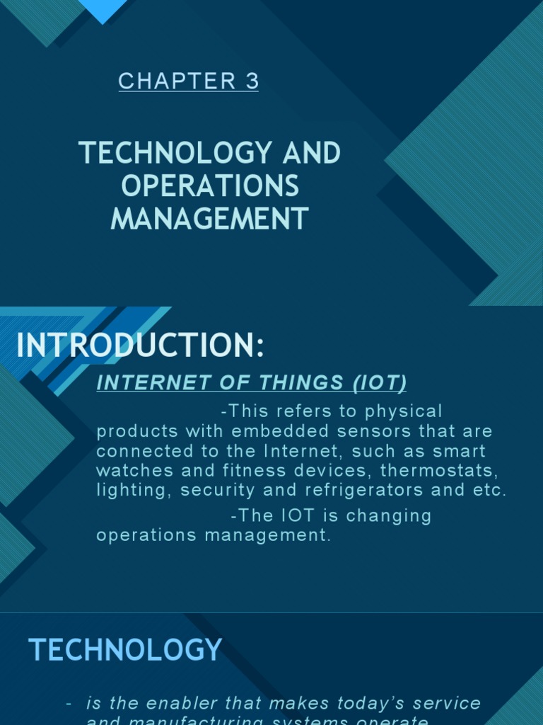Chapter 3 Technology and Operations Management | PDF