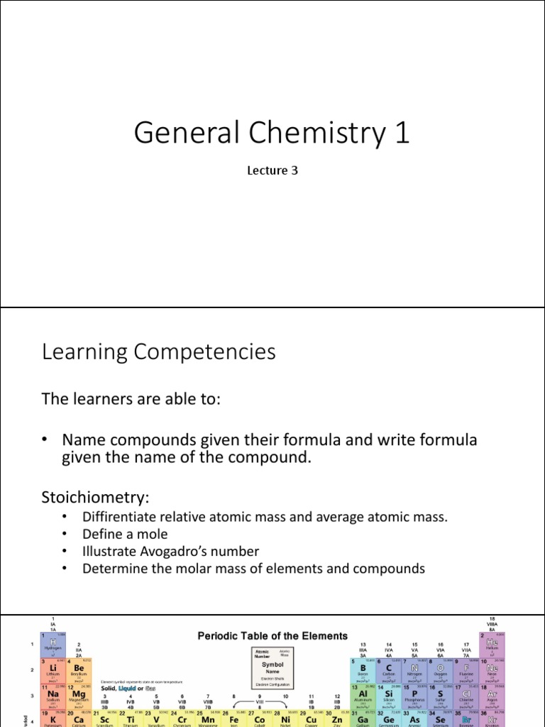 General Chemistry 1 Week 2.1 | PDF