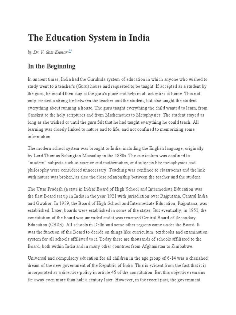 Overview of India's Education System | PDF | Distance Education | Schools