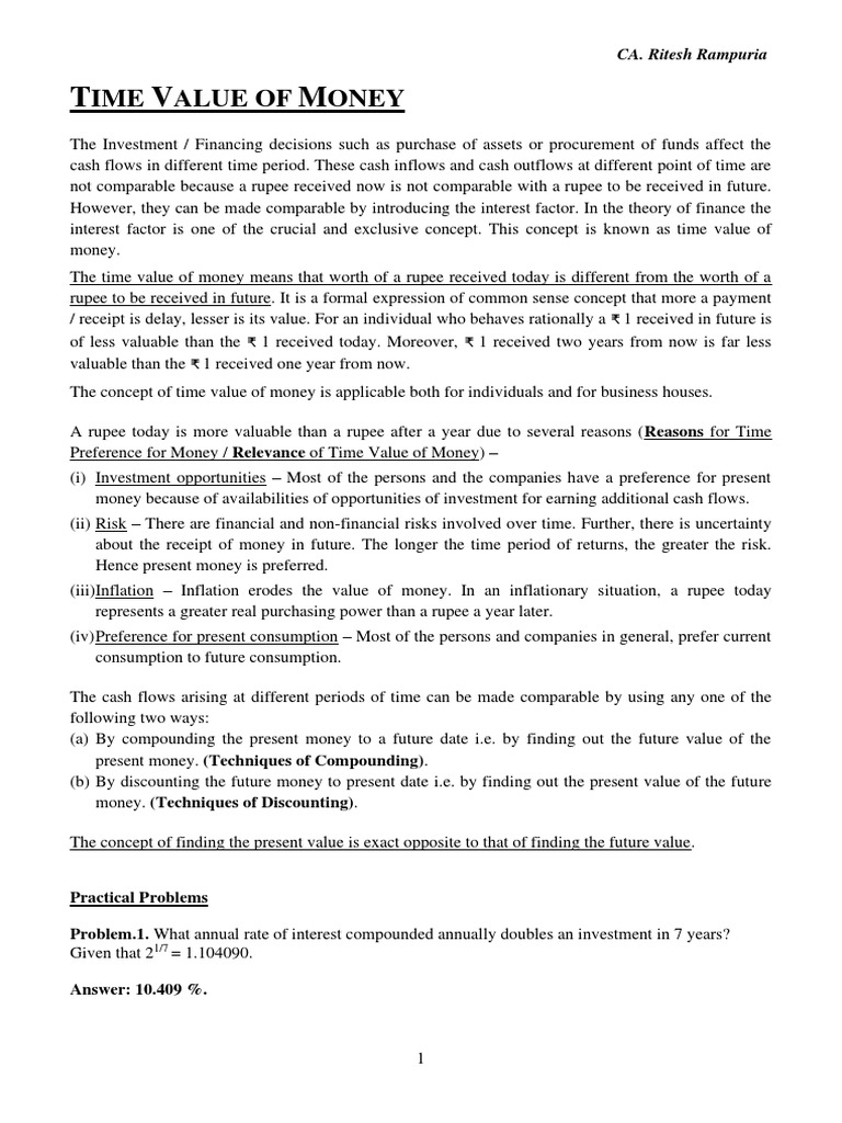 Time Value Of Money Pdf