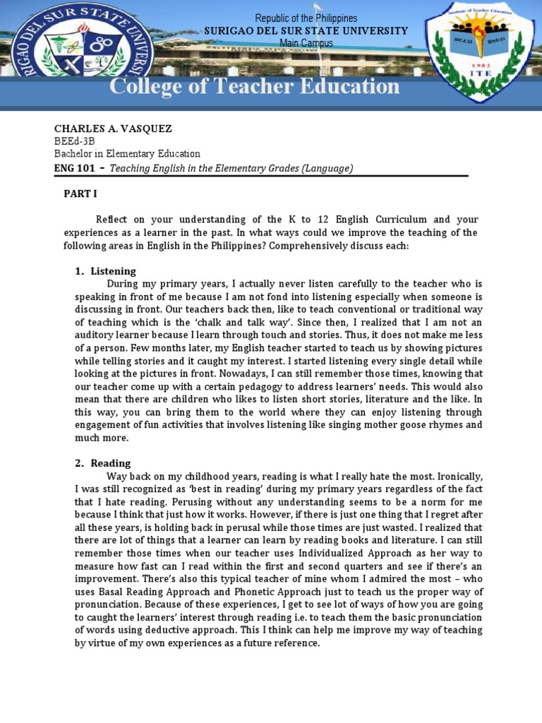 English 101 Activity 1 | PDF | Learning | Teachers