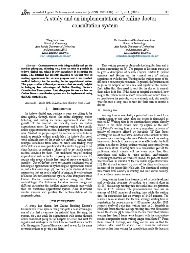 Online Doctor Consultation System Study | PDF | Databases | Microsoft ...