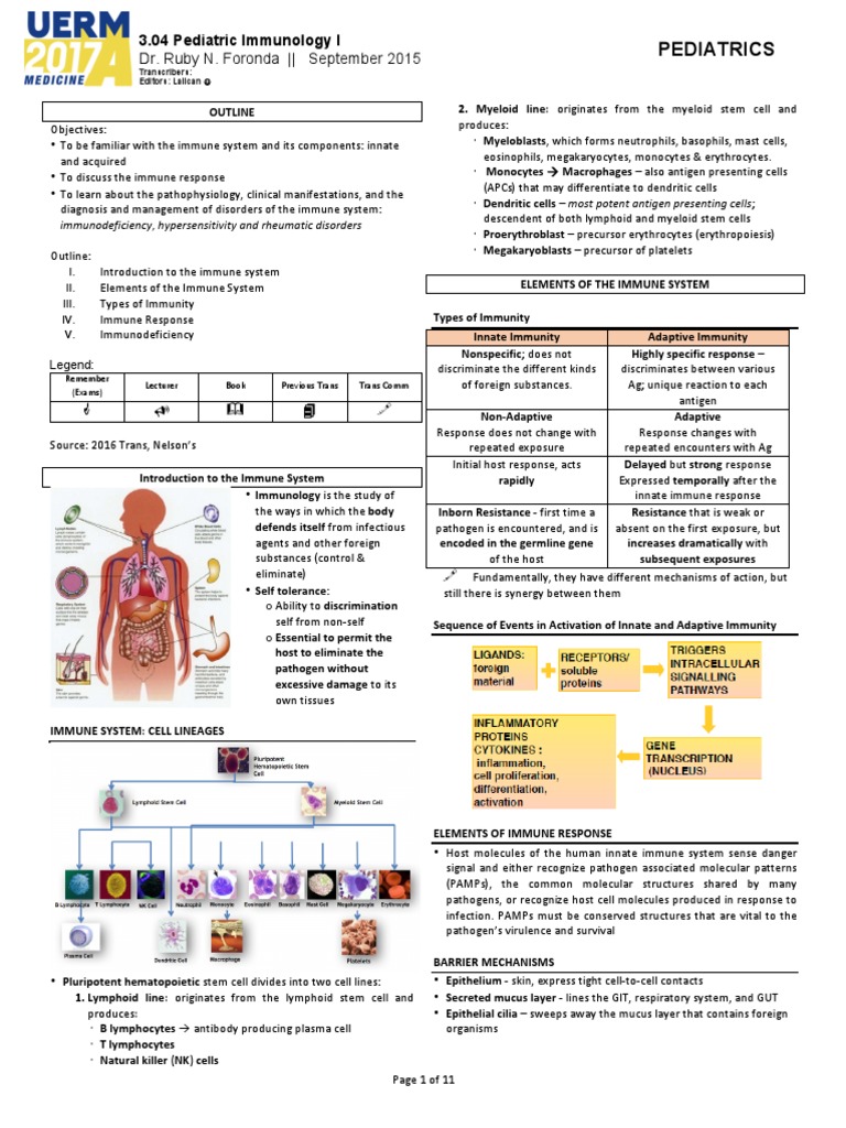 (PED) 3.04a Immunology - Dr. Foronda | PDF