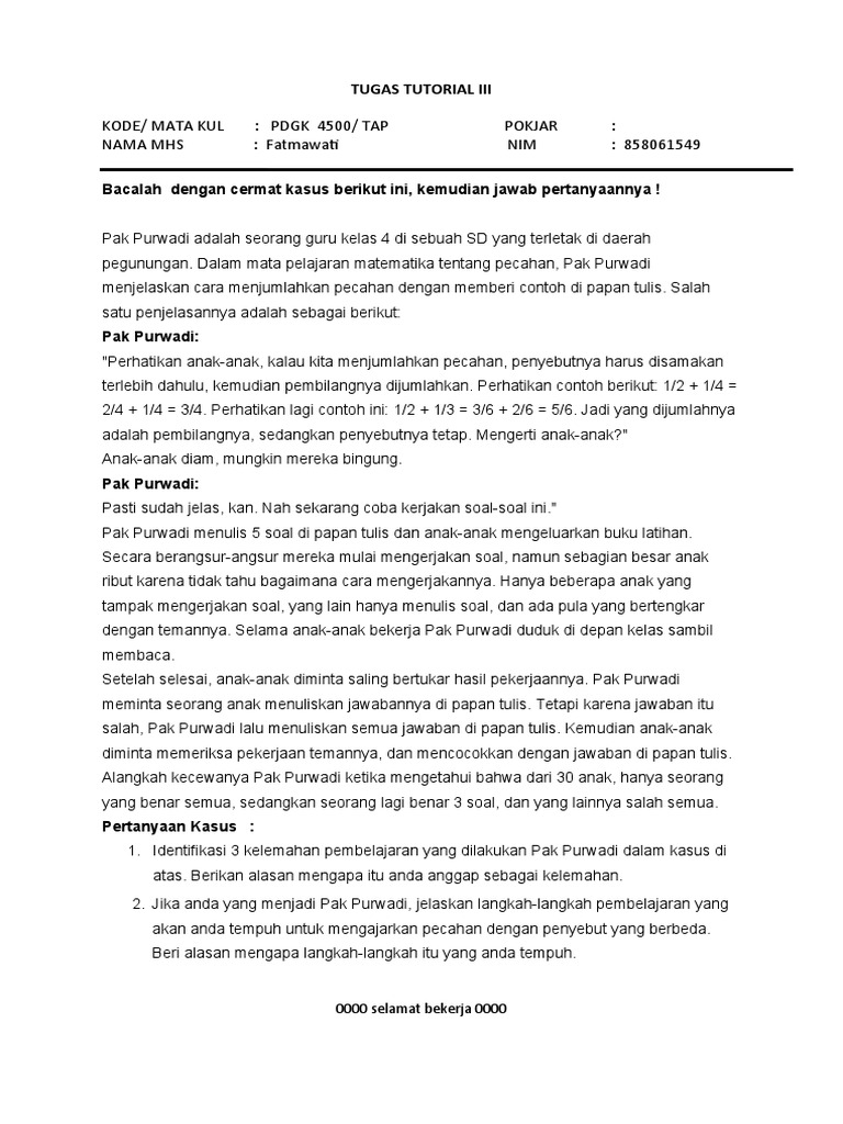 Tugas Tutorial III Tap Fatmawati | PDF