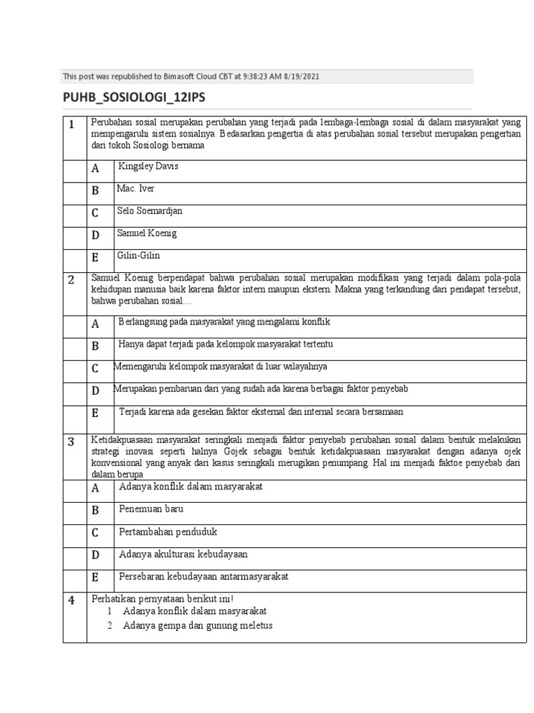Puhb Sosiologi Xii-Ips | PDF