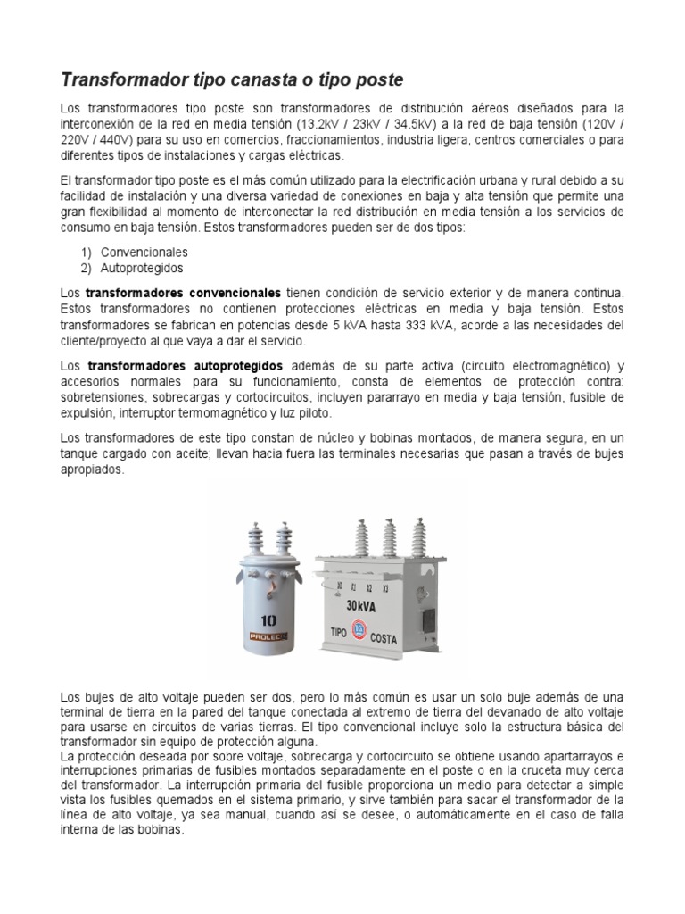 Transformadores tipo poste: características y partes | PDF ...