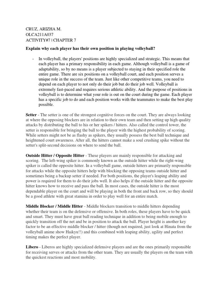 Activity#7 Chapter7 | PDF | Volleyball | Hobbies
