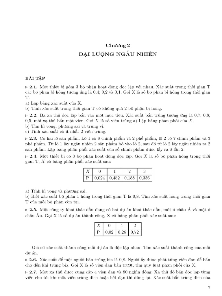 Bai Tap Xac Suat Thong Ke. Chuong 2 | PDF