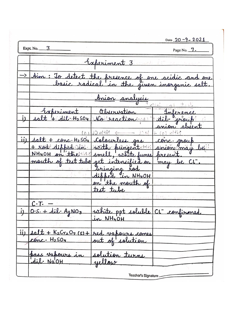 Salt Analysis Experiment 5 | PDF