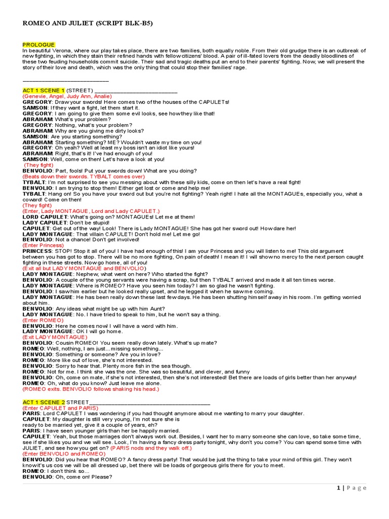 Final Script | PDF | Characters In Romeo And Juliet | Romeo And Juliet