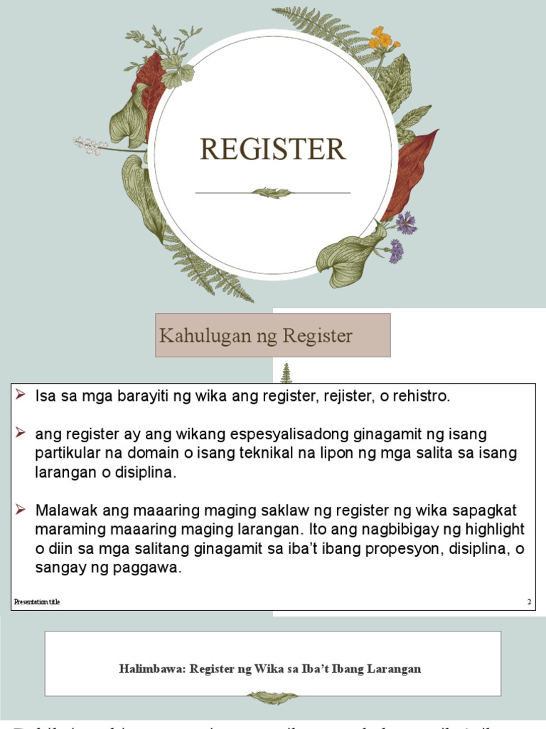 1 Register | PDF